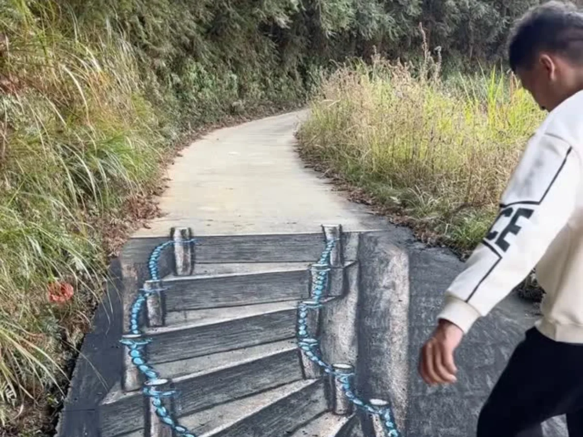 Artista impressiona ao criar pinturas em 3D usando giz