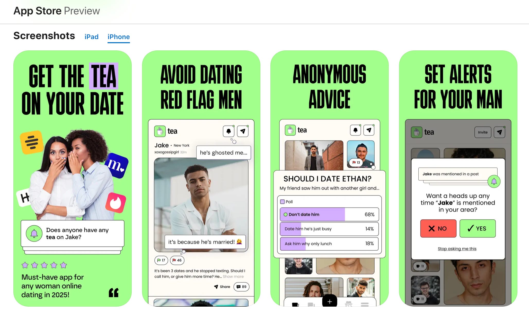An app called Tea that lets women anonymously review guys has soared to No. 1 in the App Store