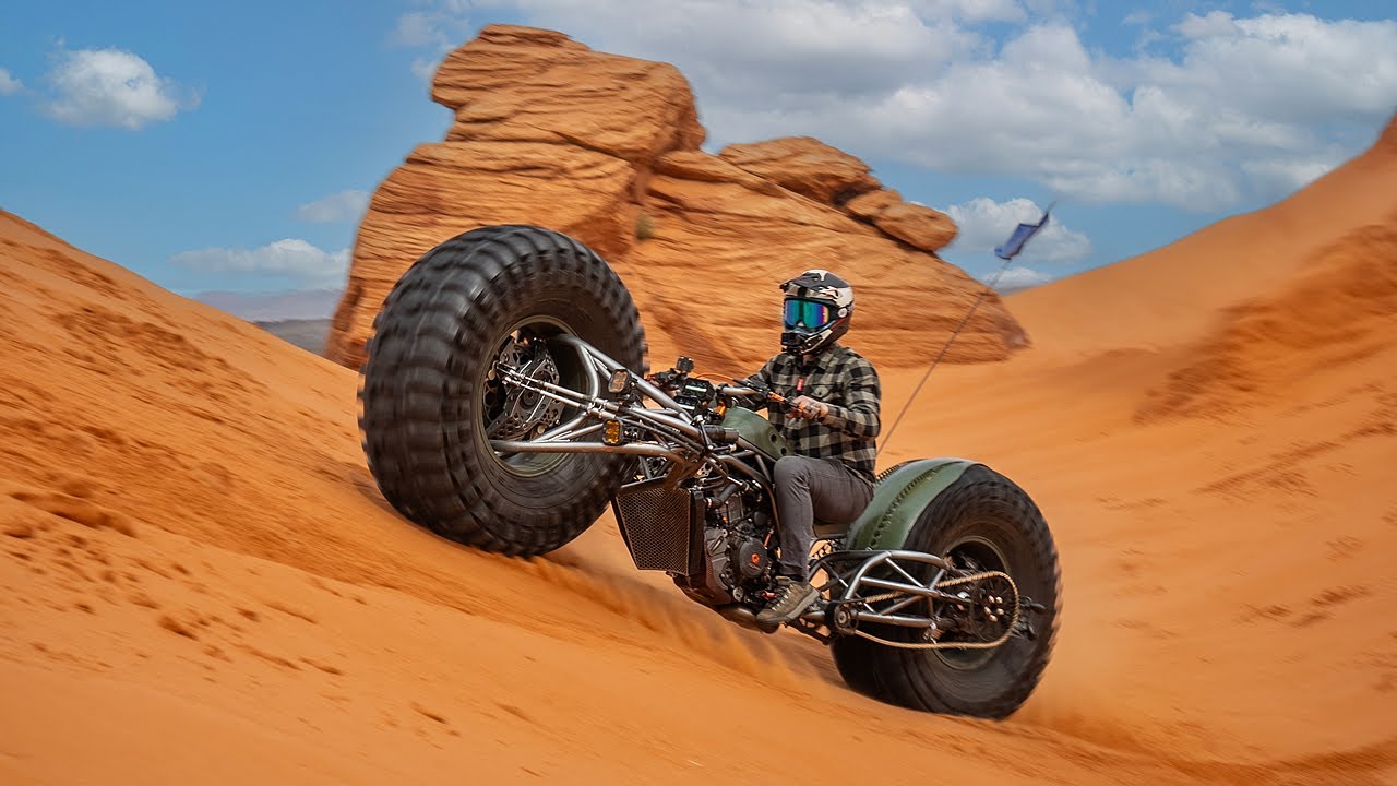 Monster chopper rides the sandy dunes
