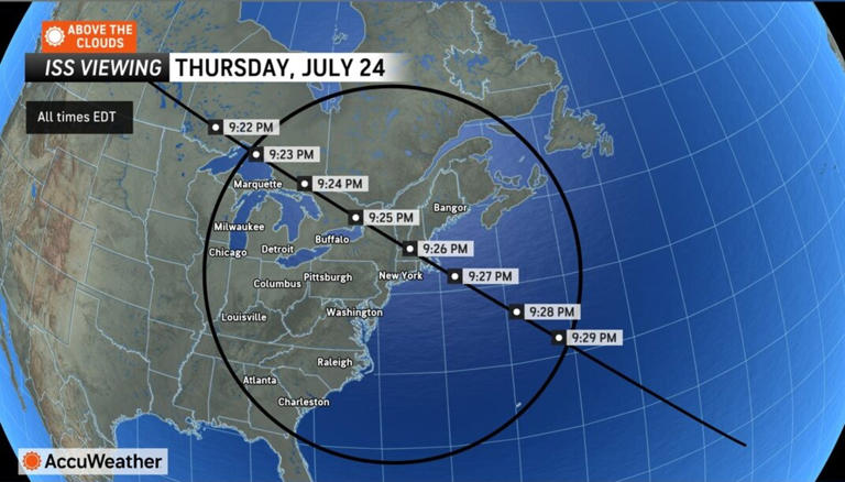 Map shows where millions can see International Space Station on Thursday