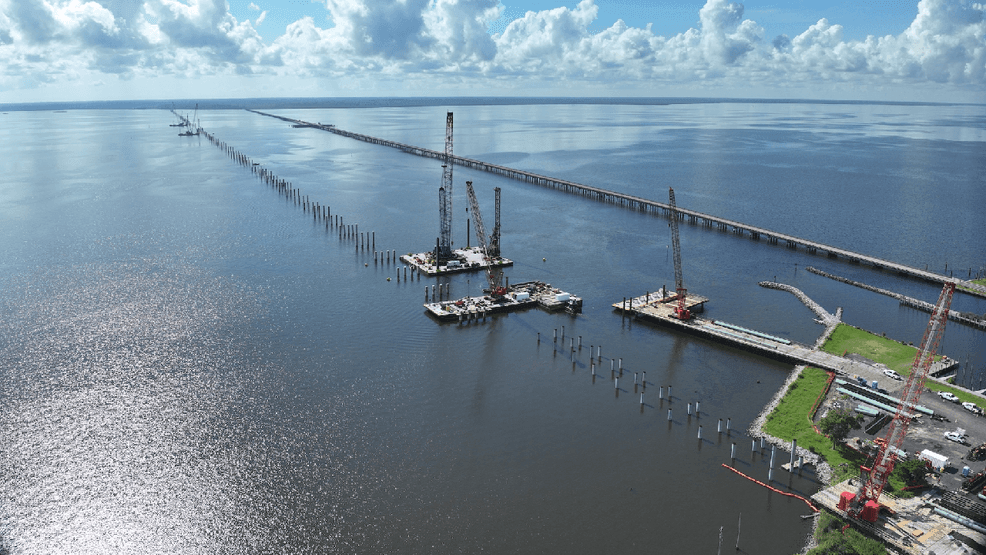 Construction progresses on Alligator River Bridge with 63% of square ...