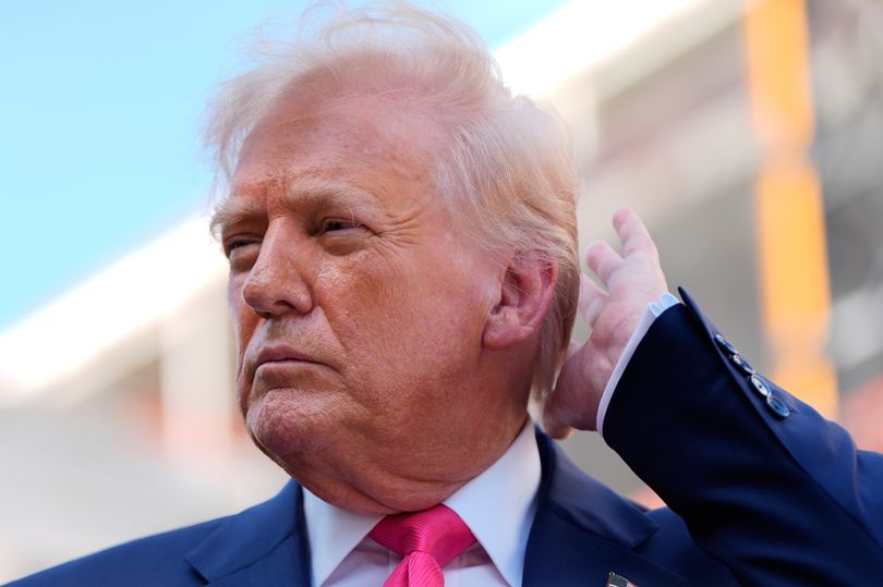 Trump’s real shockingly thin hair finally exposed when he takes off helmet
