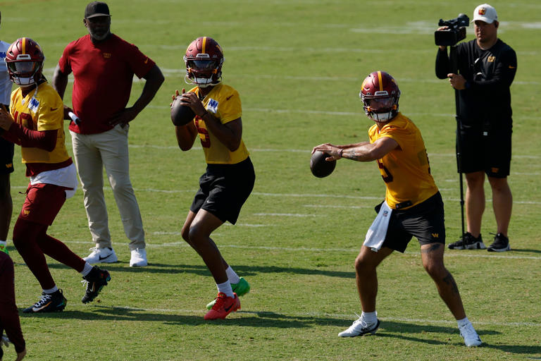Why is Commanders QB Jayden Daniels wearing a GoPro during OTAs?