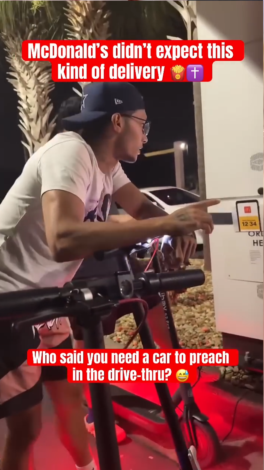 Preaching To McDonald’s Worker In The Drive-Thru On A Scooter…