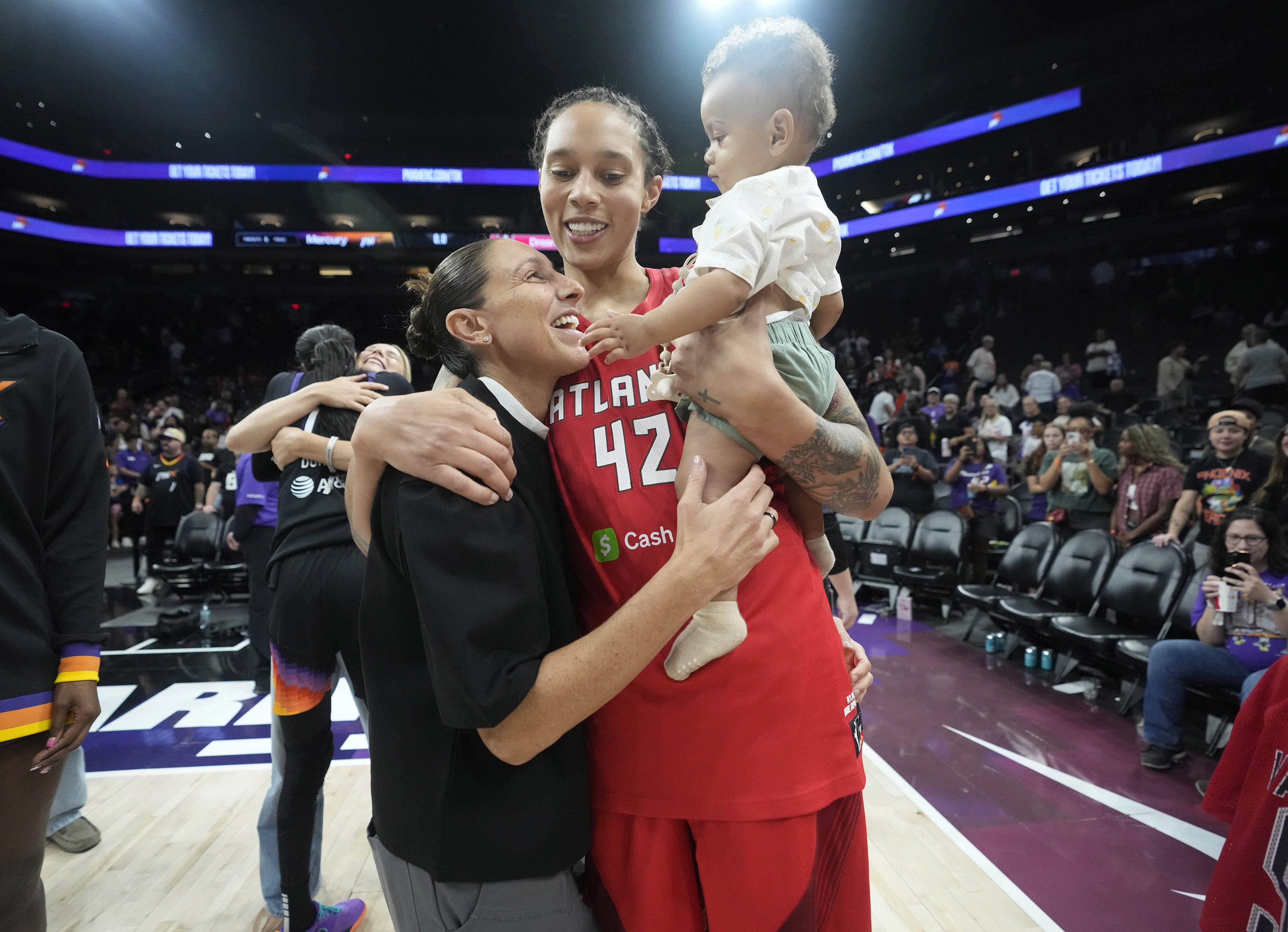Brittney Griner honored by Mercury in reunion with Diana Taurasi, ex ...