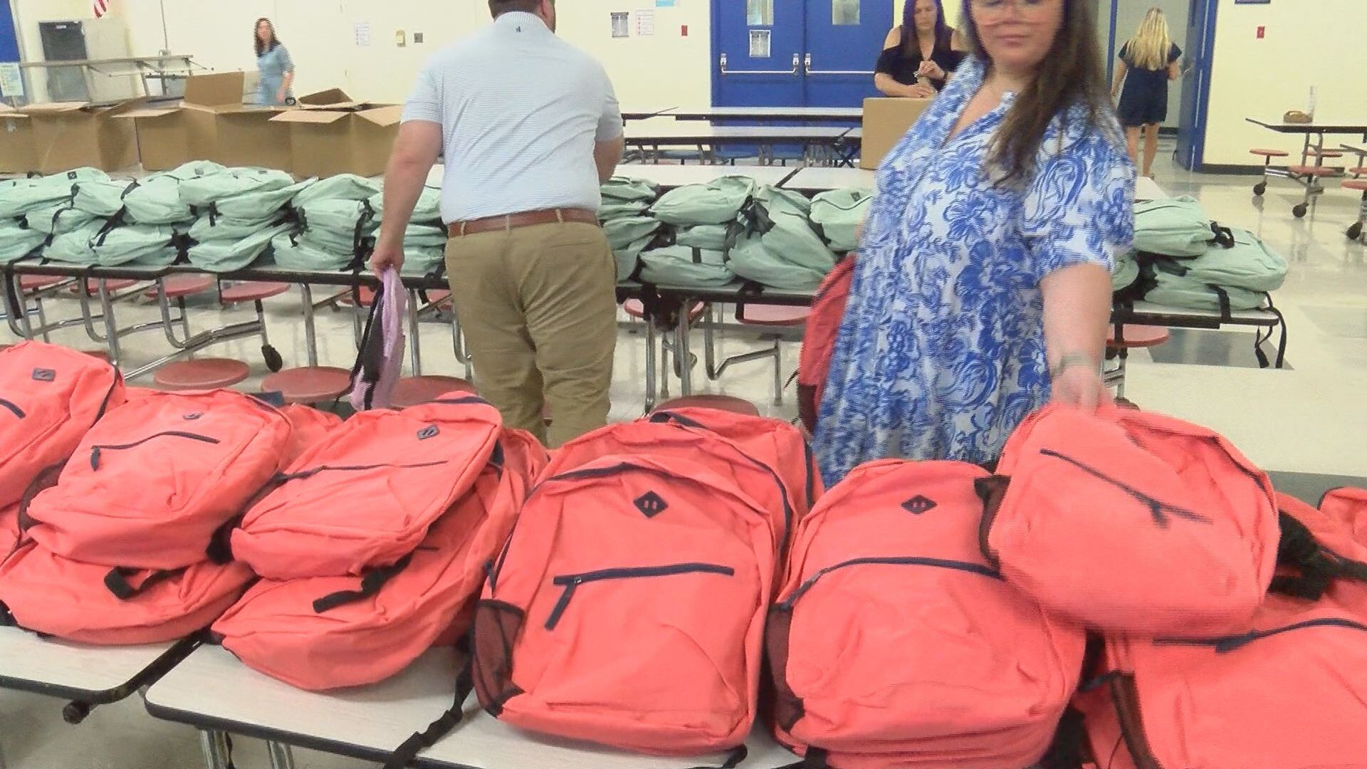 Elementary students gifted backpacks, new school supplies