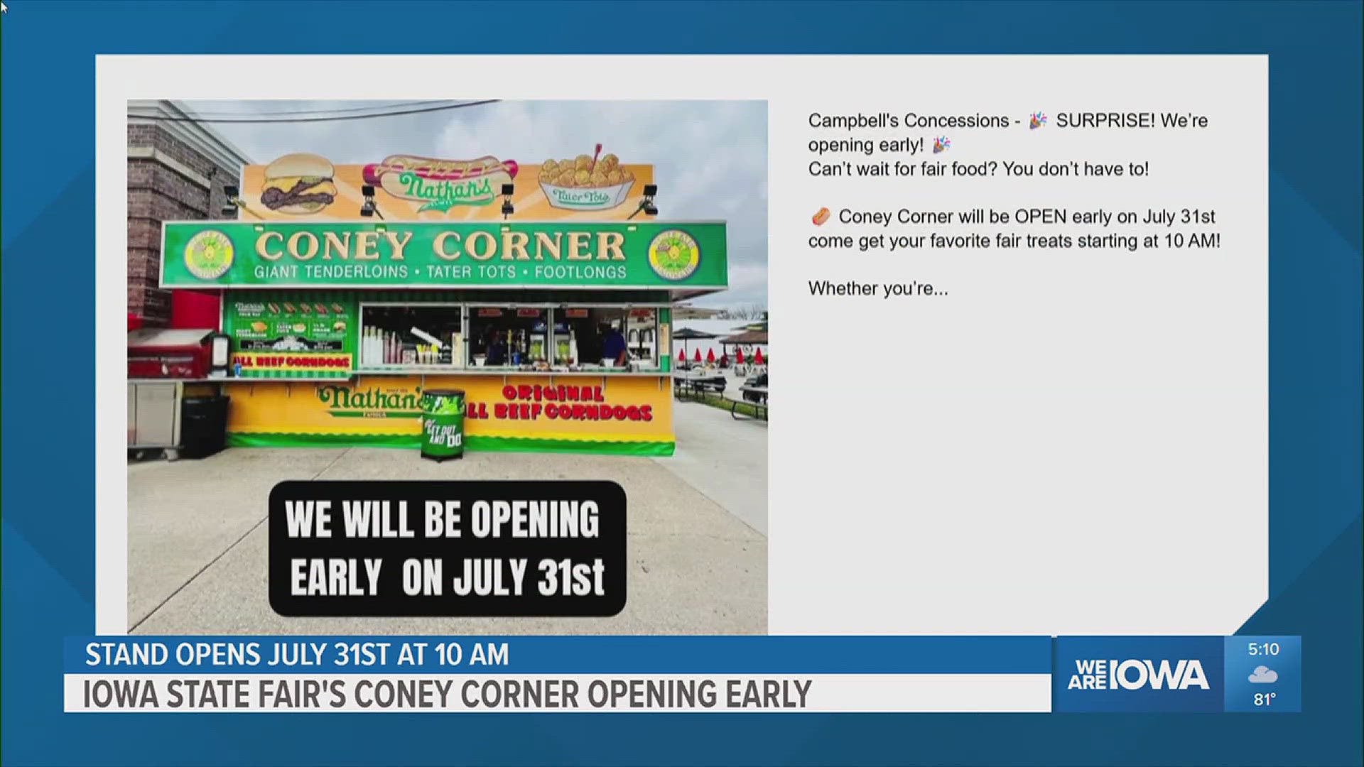 2025 Iowa State Fair: Coney Corner opening early