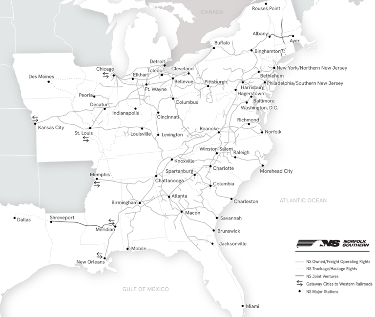 A Union Pacific-Norfolk Southern combination would redraw the railroad map