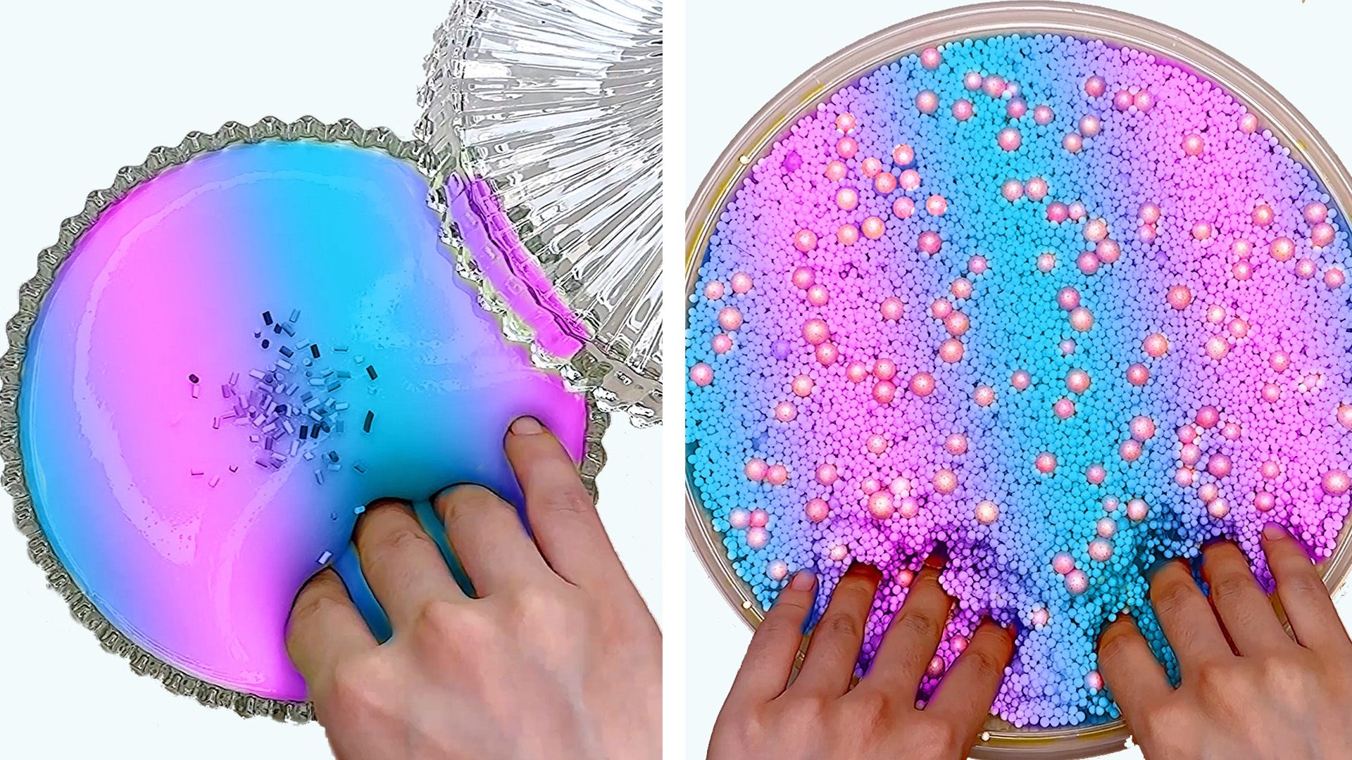 ASMR Prensado de Slime con Tapa Transparente y Perlas de Colores