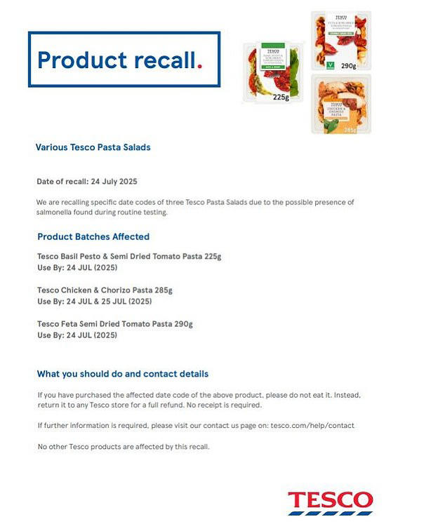 Do not eat warning issued as Tesco issues URGENT recall of popular ...