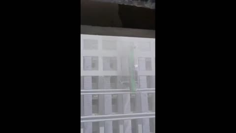 China: Construction Cradle Torn Off by Typhoon Winds Crashes Into ...