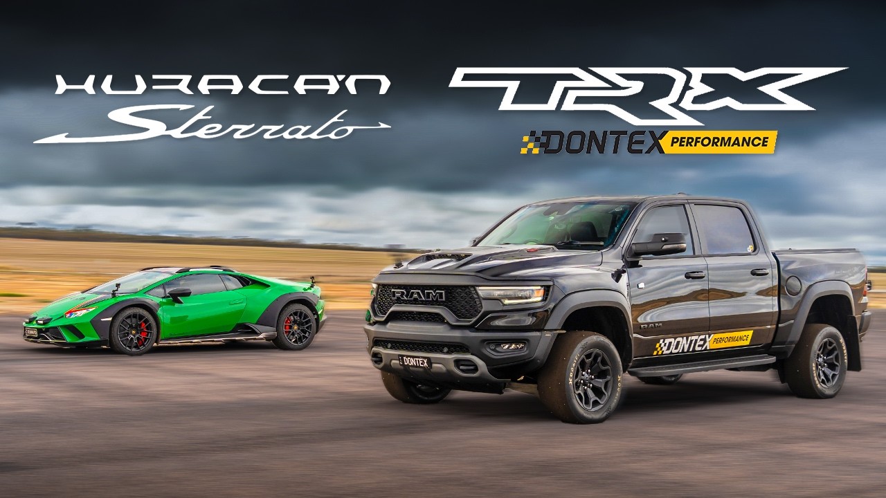 Lamborghini Huracan Sterrato vs 1200HP twin-turbo RAM TRX drag race