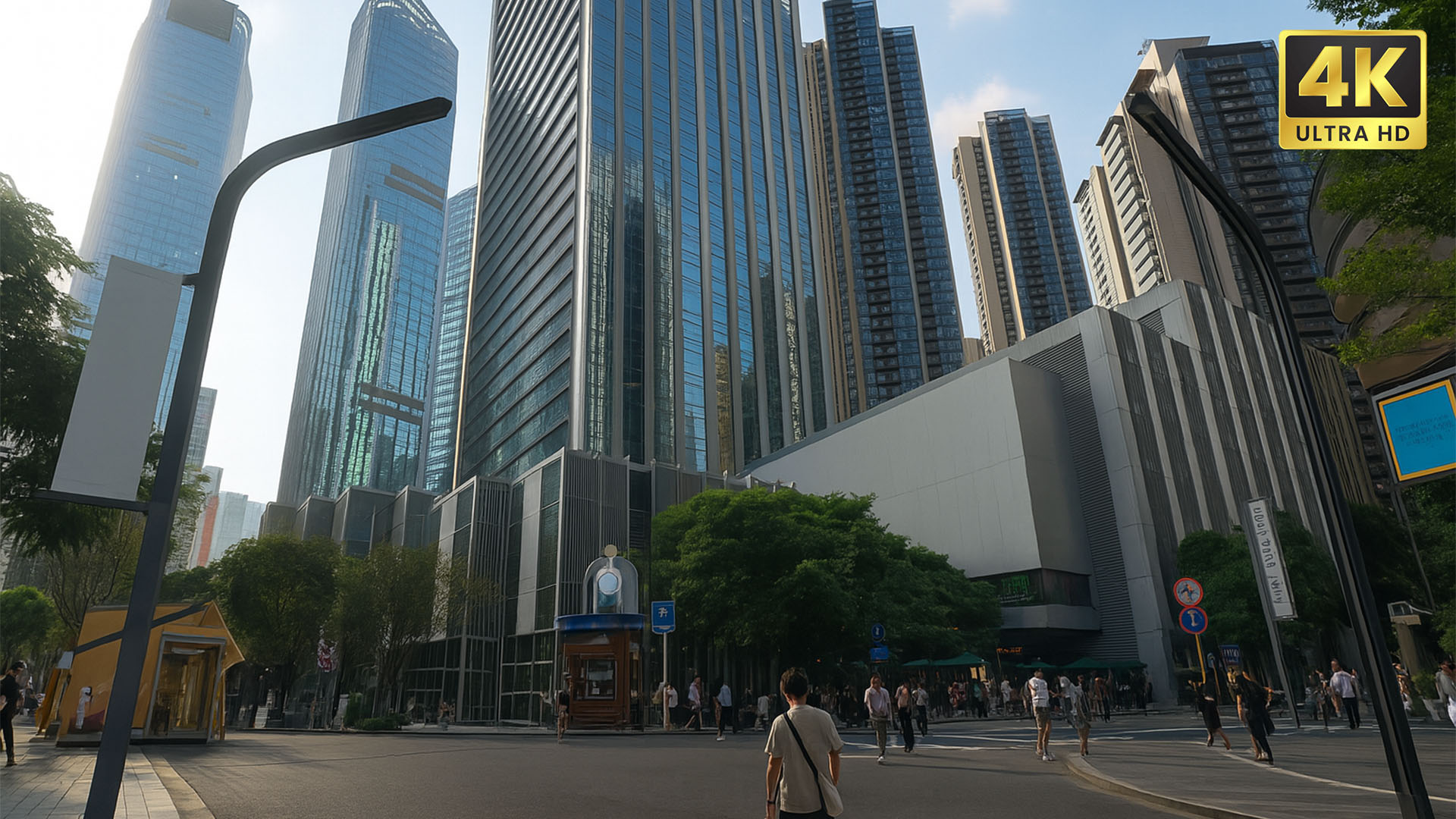 Rute jalan kaki di distrik perusahaan Fortune 500 Shenzhen dalam 4K