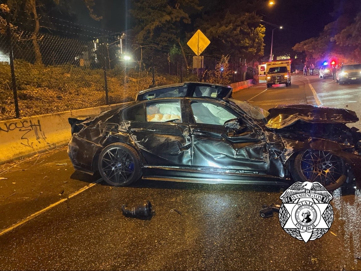 Driver goes 130mph across I-90 floating bridge, crashes into barrier
