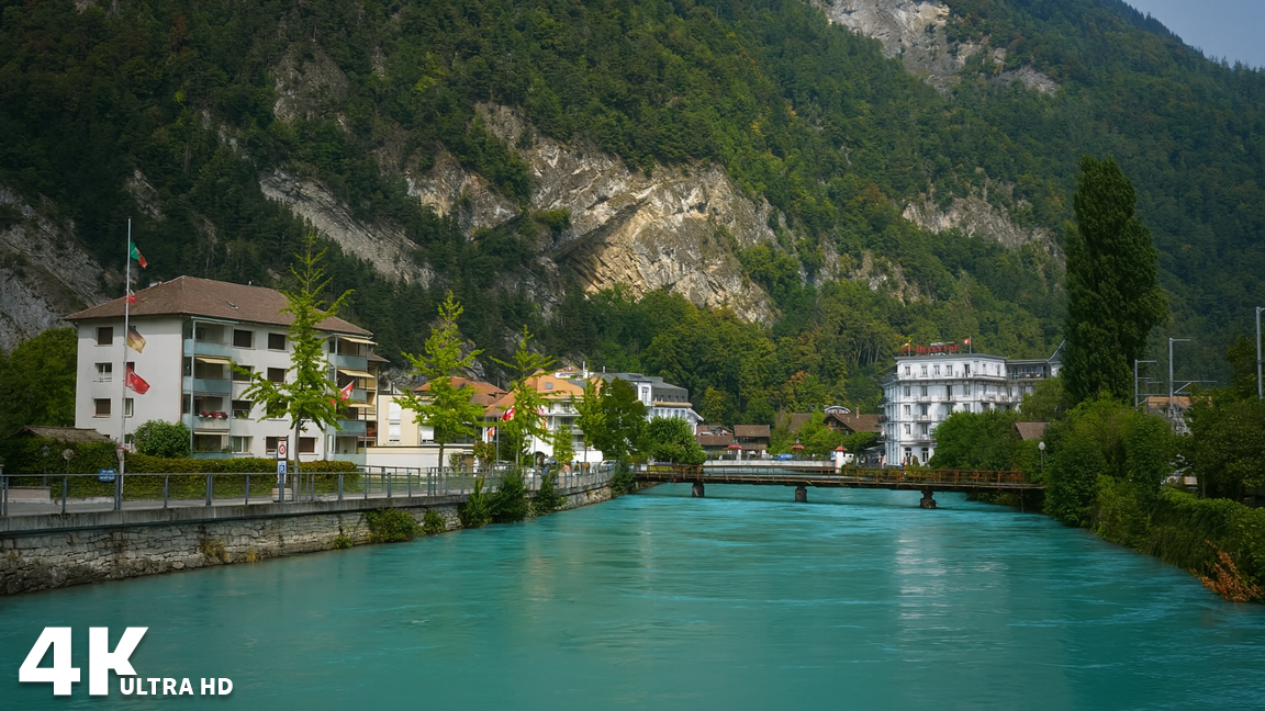 Caminhando por Interlaken na Suíça (4K)