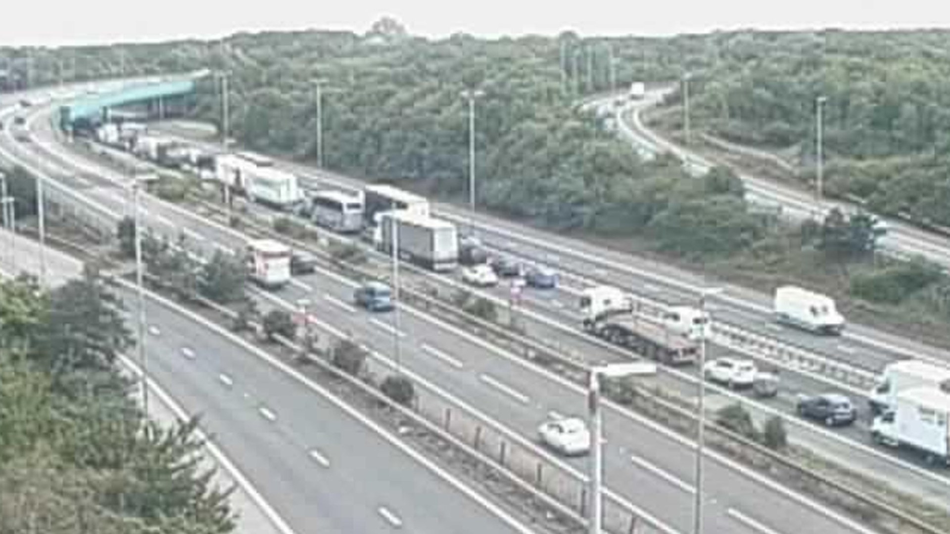 M11 traffic blocked near London airport after crashes