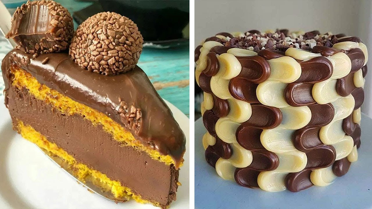 Layered Chocolate Cake with Brigadeiro and Frosting Patterns | Cake ...