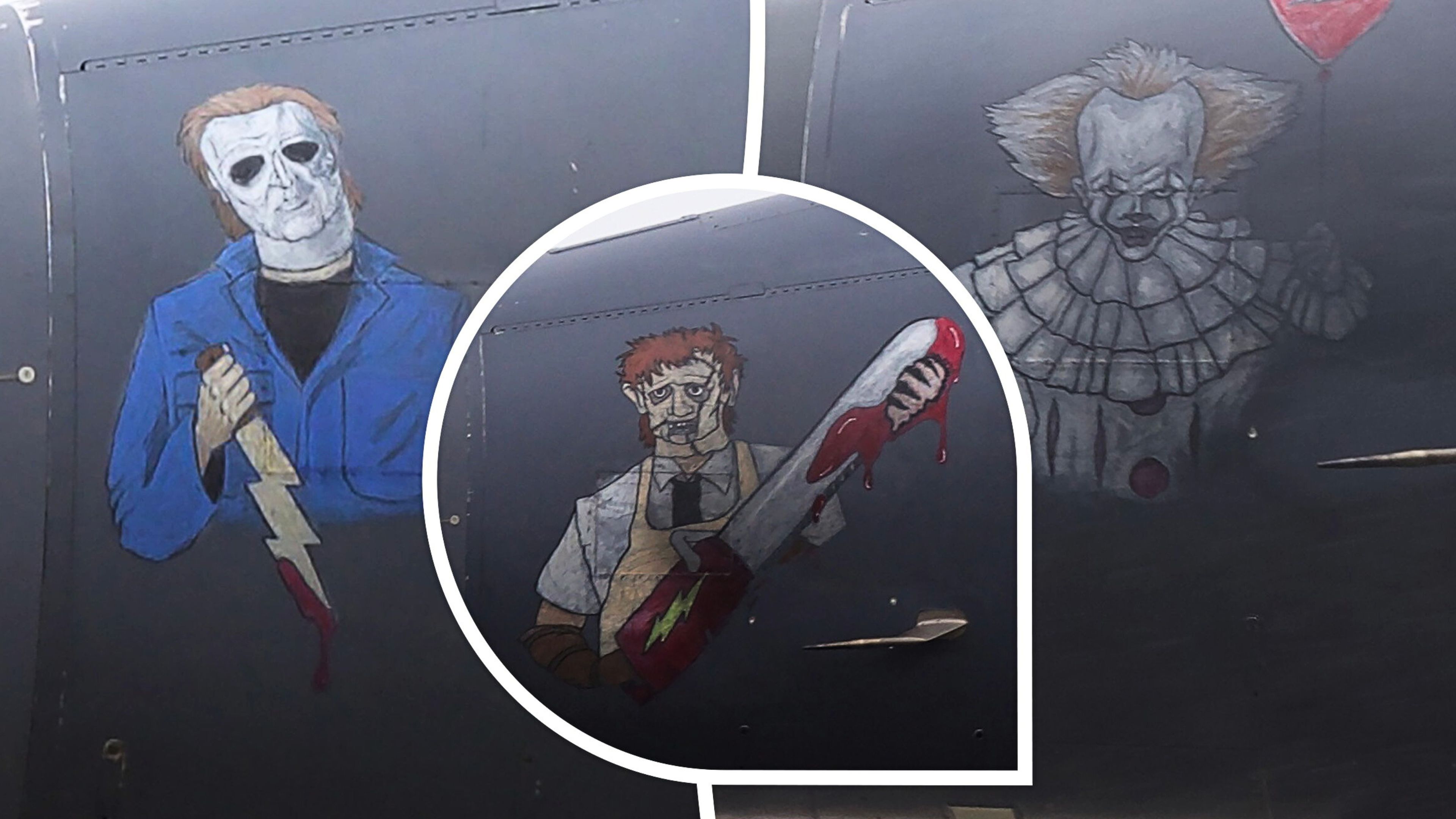 Striking photos reveal horror movie characters painted on US warplanes ...