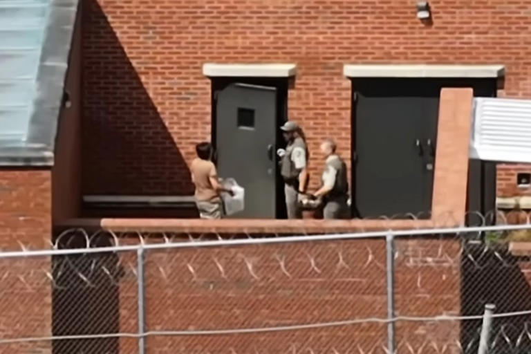 Ghislaine Maxwell holds mysterious box as she returns to Florida prison after meeting with Trump ...