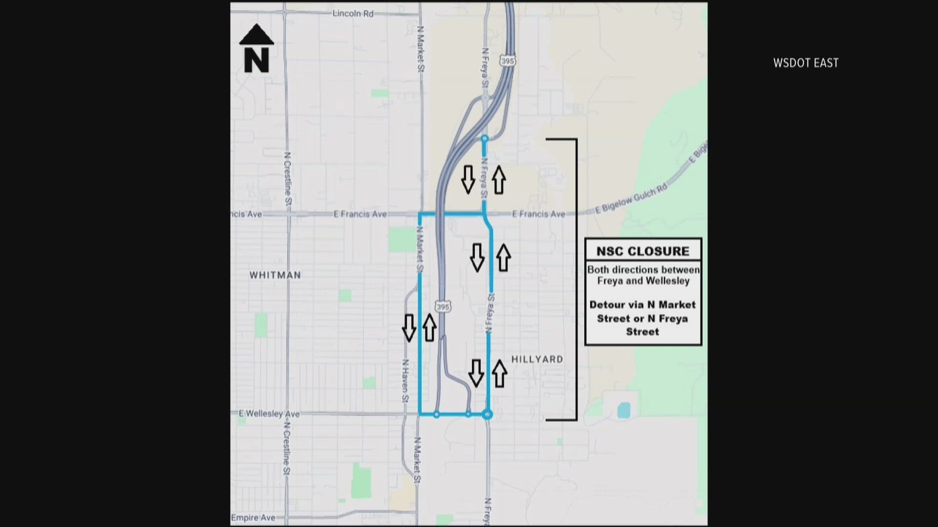 North Spokane Corridor closing in both directions between Wellesley and ...