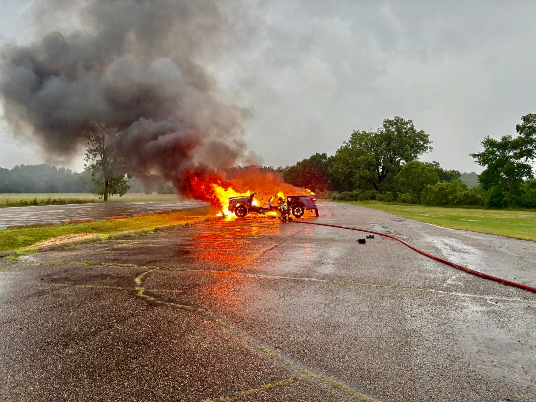Lightning strikes, burns man's vehicle. Driver unhurt. Here's what happened