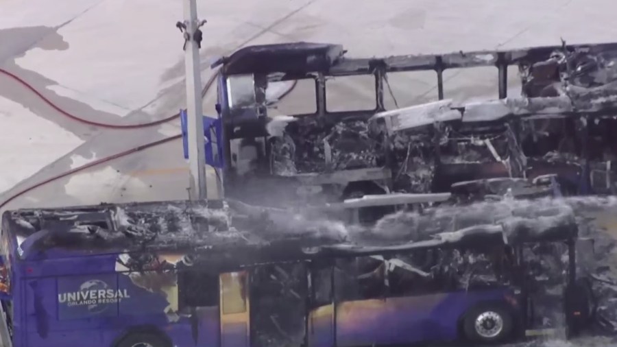 Tour buses catch fire near Epic Universe