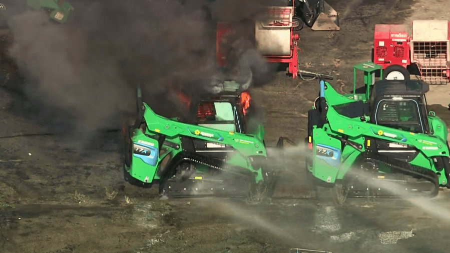 Electric skid loader fire forces evacuations, hazmat response in Northridge