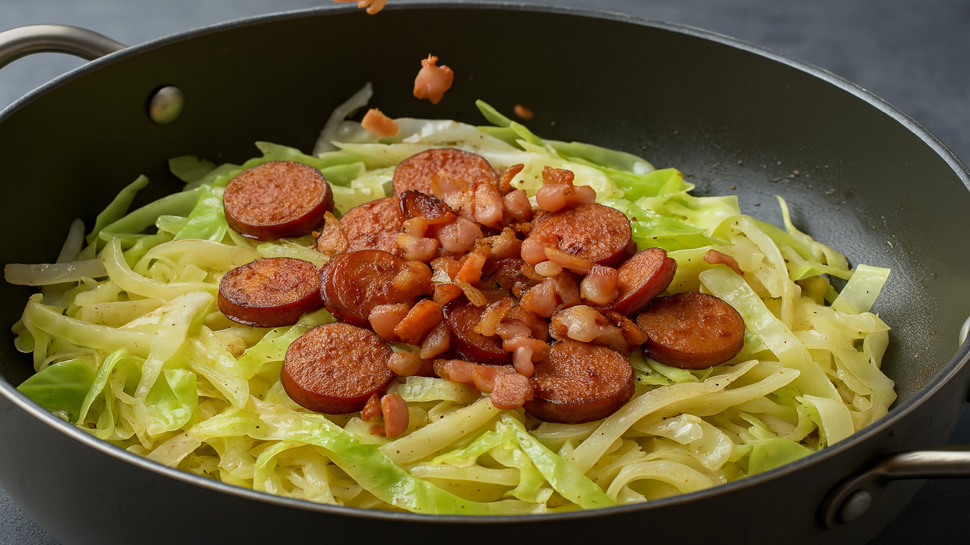 How To Make Stir-Fried Cabbage and Sausage – Cooked With Onion and ...