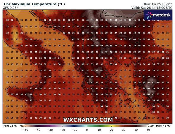 Greece hot weather maps show 44C heatwave scorching country for 3 days ...