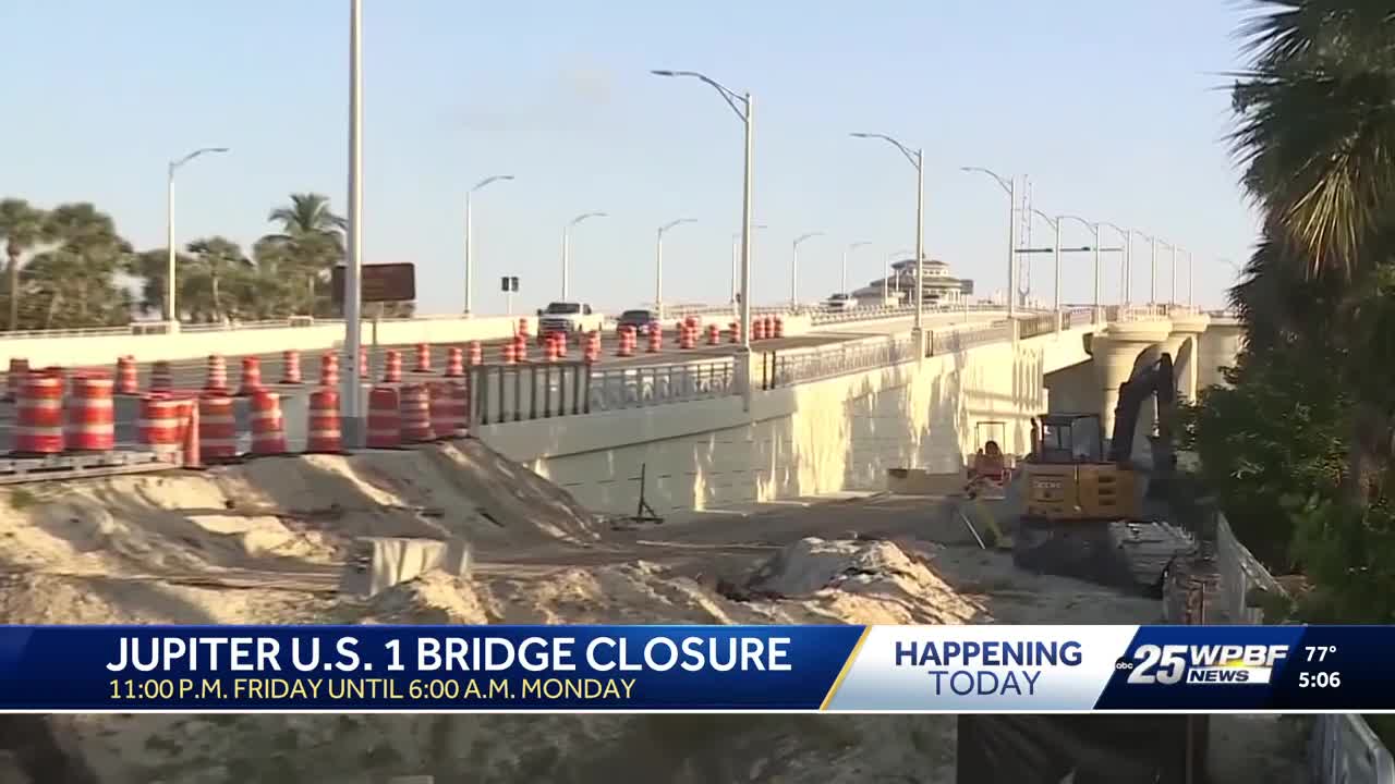 U.S. 1 Bridge in Jupiter to close for the weekend