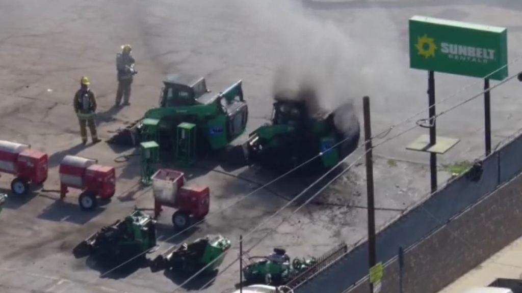 Northridge electric tractor fire prompts nearby evacuations