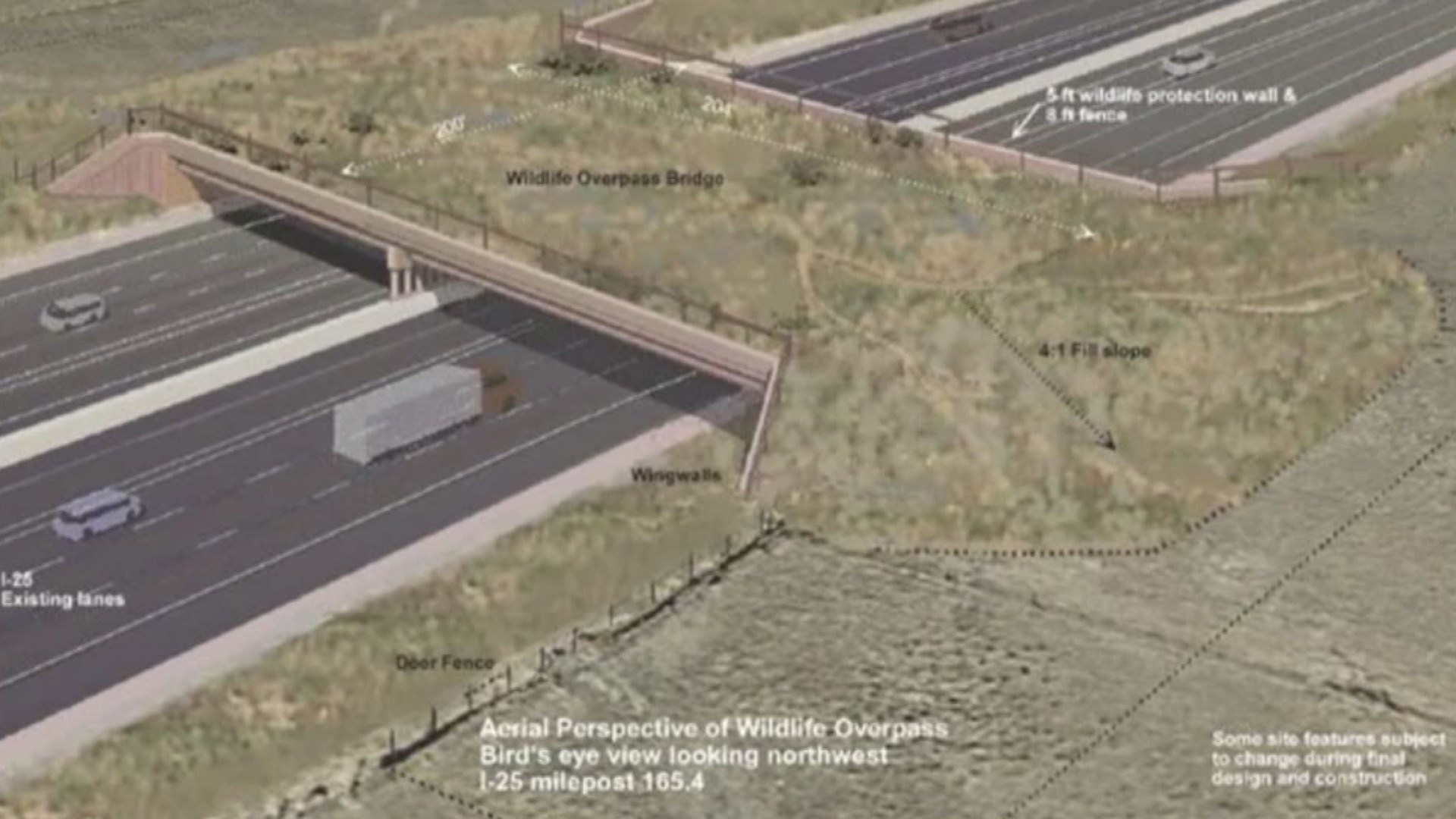 CDOT building wildlife overpass across I-25 near Greenland Road