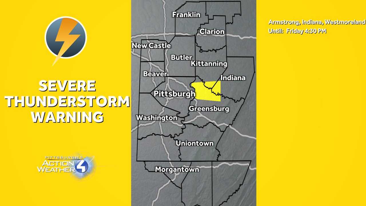 Severe Thunderstorm Warning for parts of Westmoreland, Armstrong ...