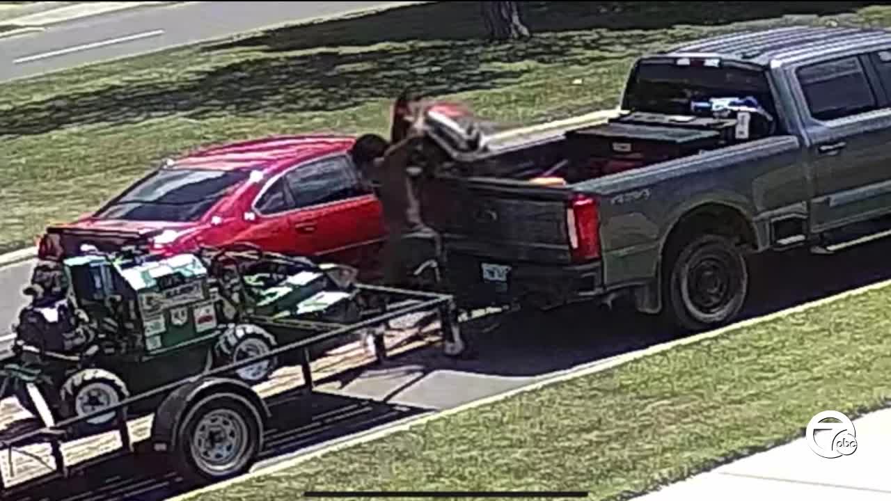 Security camera captures brazen theft of landscaping equipment in Detroit