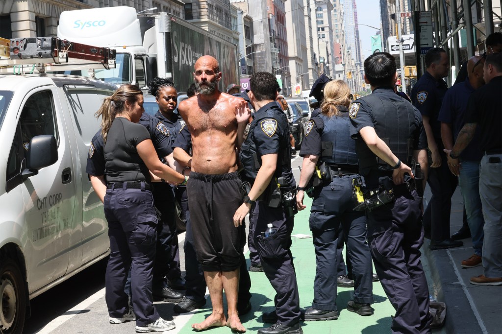 NYC cop bit by shirtless barefoot loon during bust: sources