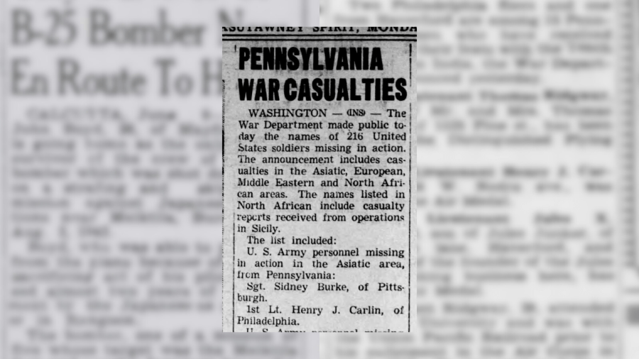 Pennsylvania airman declared MIA in WWII, now accounted for