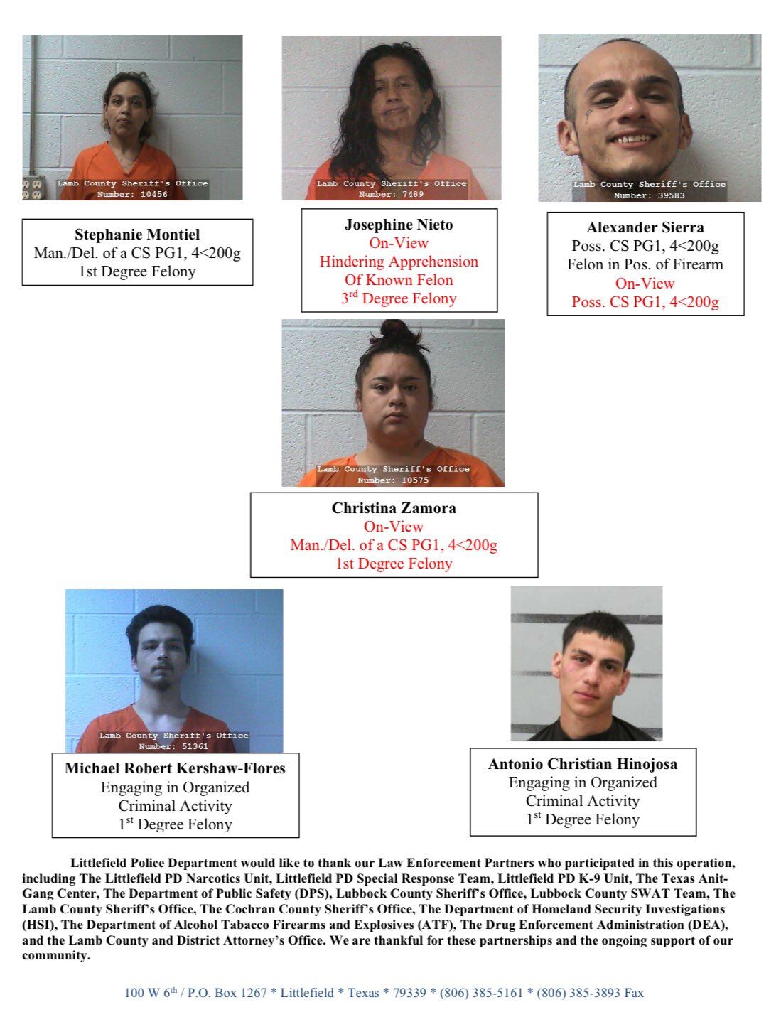 Multiple suspects in custody after gang, drug investigation in Littlefield