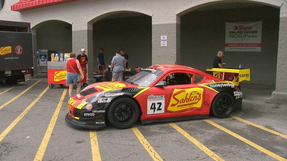 Racecar fans flock to Tops Markets to see Sahlen racecar