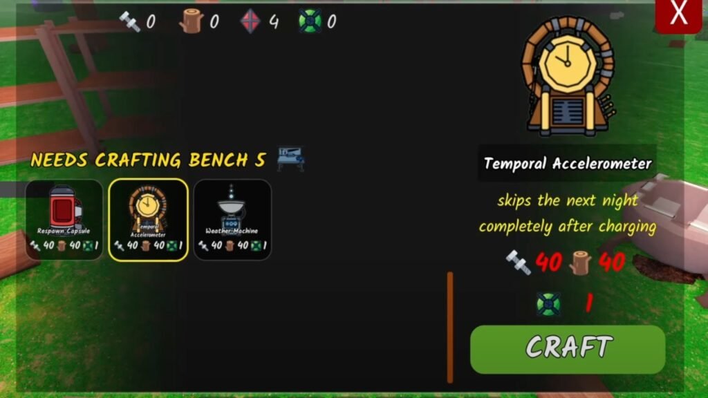 All new crafting recipes in 99 Nights in the Forest Crafting update