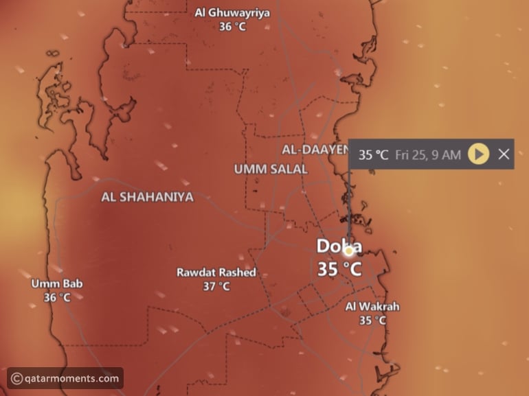 Sunny Skies, High of 38°C with 61% Humidity: Doha, Qatar Weather July 25
