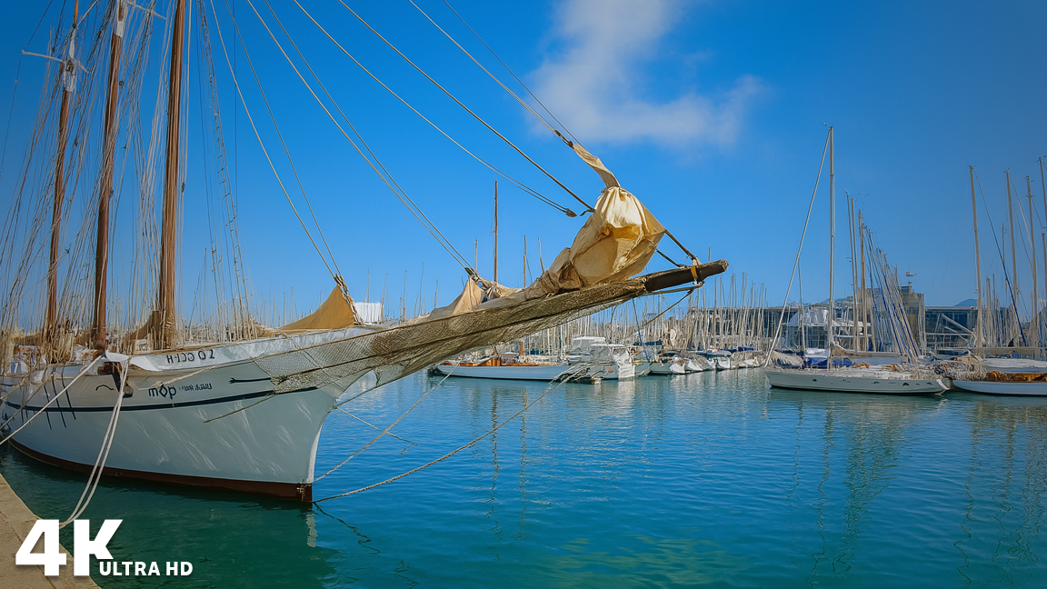 Recorrido a pie por el Puerto de Barcelona en España (4K)