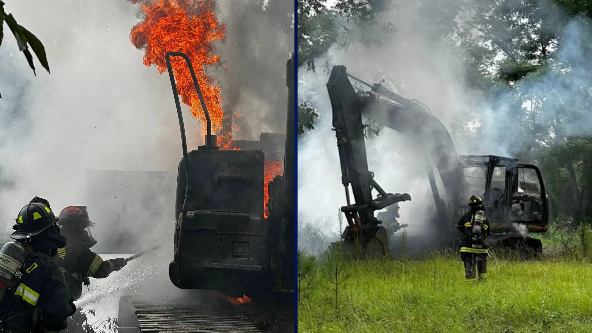 Fire crews respond to excavator on fire in Brooks County