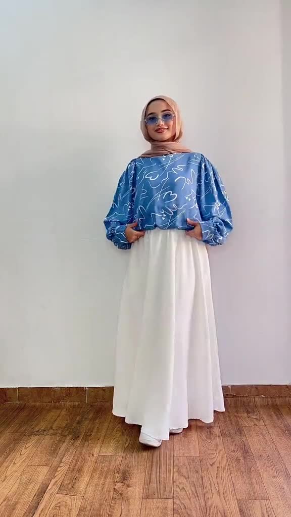 Modest Summer Look: Blue Blouse & White Skirt Outfit Reveal