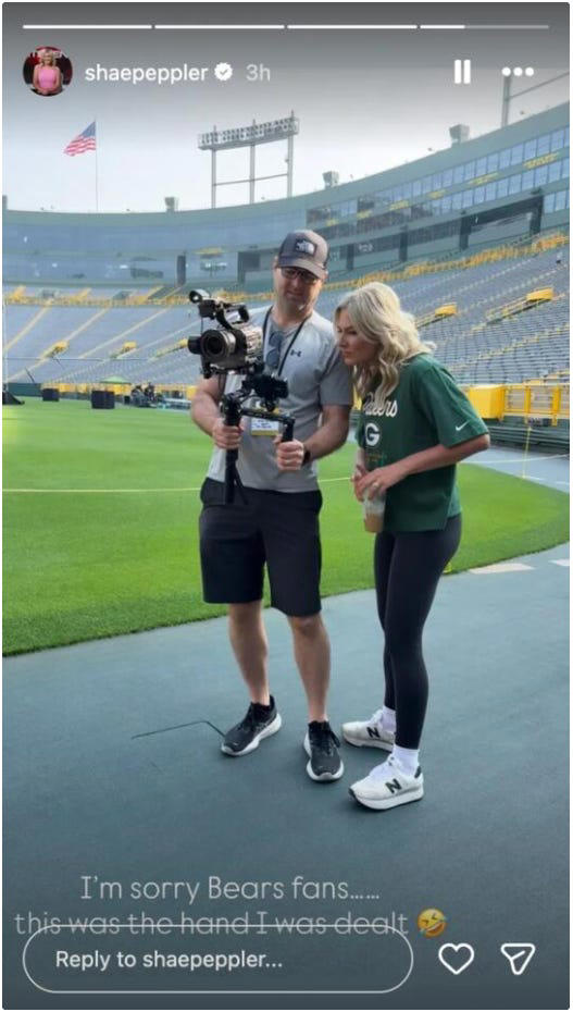 ESPN Host Shae Peppler Cornette Apologizes for Wearing Green Bay ...