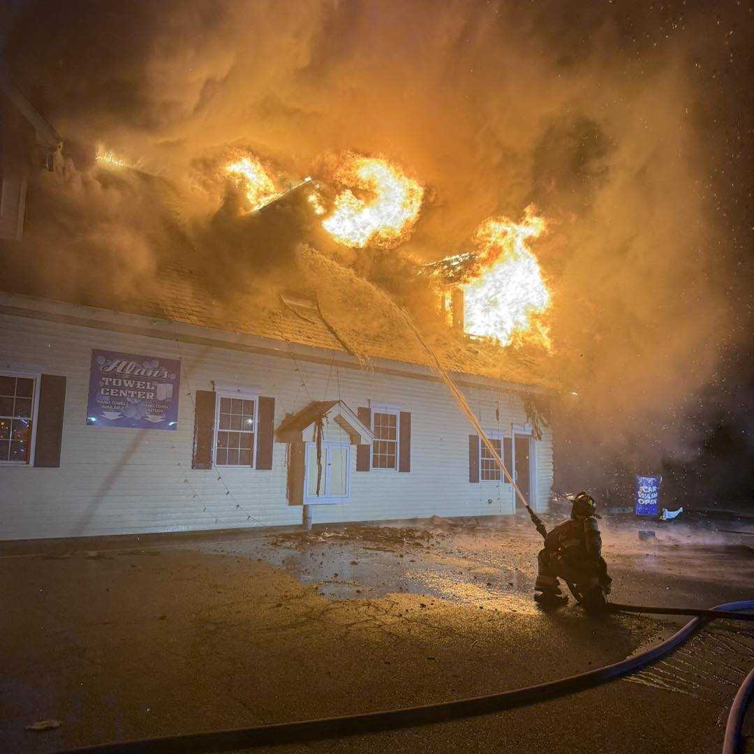Firefighters battle late-night fire at New Hampshire car wash