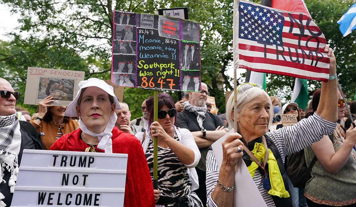 Huge protests as Donald Trump tees off at Turnberry in Scotland