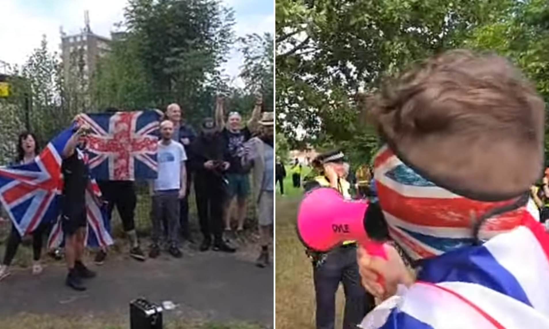 Angry scenes erupt outside asylum hotel as protesters shout: 'Back in ...
