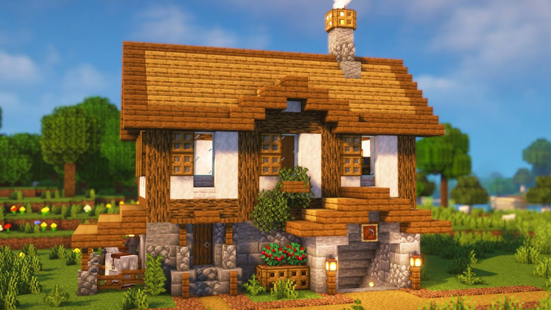 Minecraft How to Build a Survival House with Mine Entrance