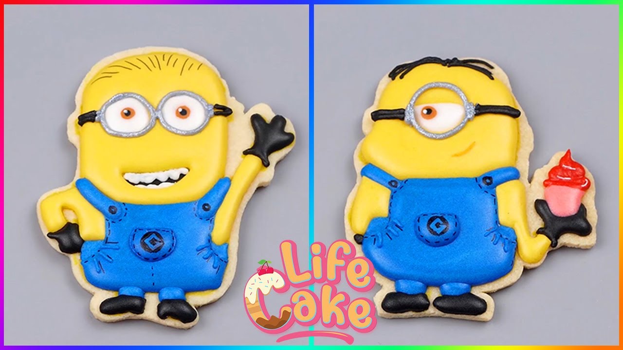 Minion koekjes decoreren met blauw en geel ontwerp