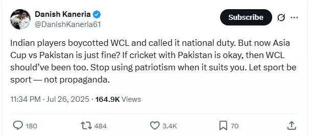 'Why boycott WCL but play Pakistan in Asia Cup?': Ex-Pakistan cricketer ...